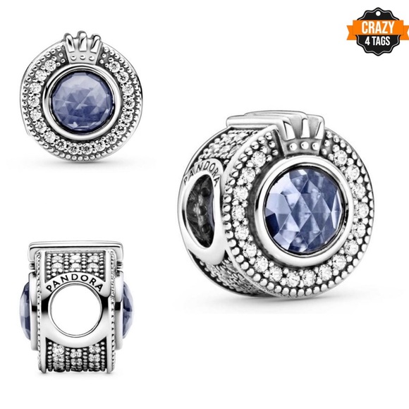 Pandora | Jewelry | Pandora Sparkling Blue O Crown Charm | Poshmark